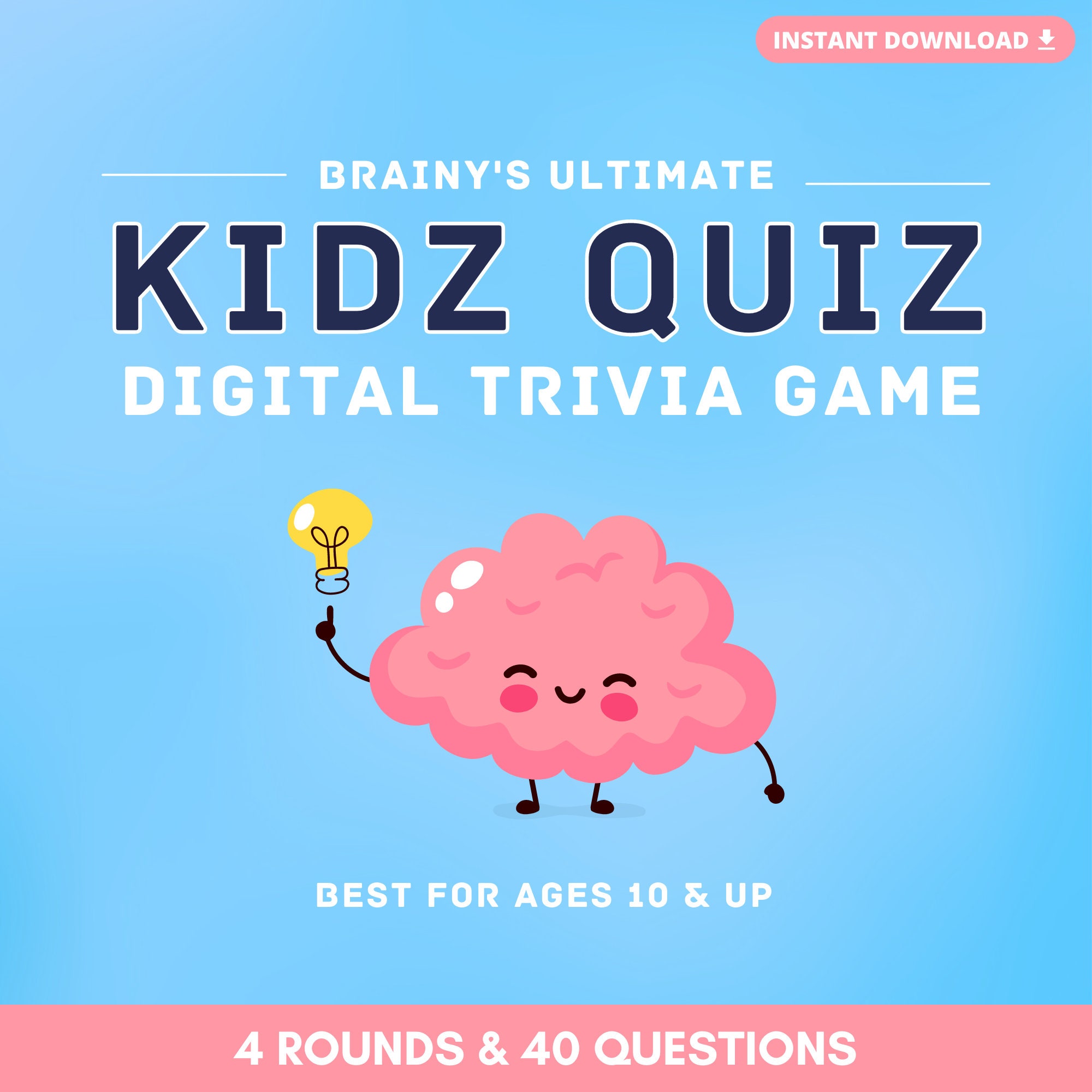 Kidz Trivia Game: Brainy's Ultimate Digital Quiz (powerpoint) - Etsy