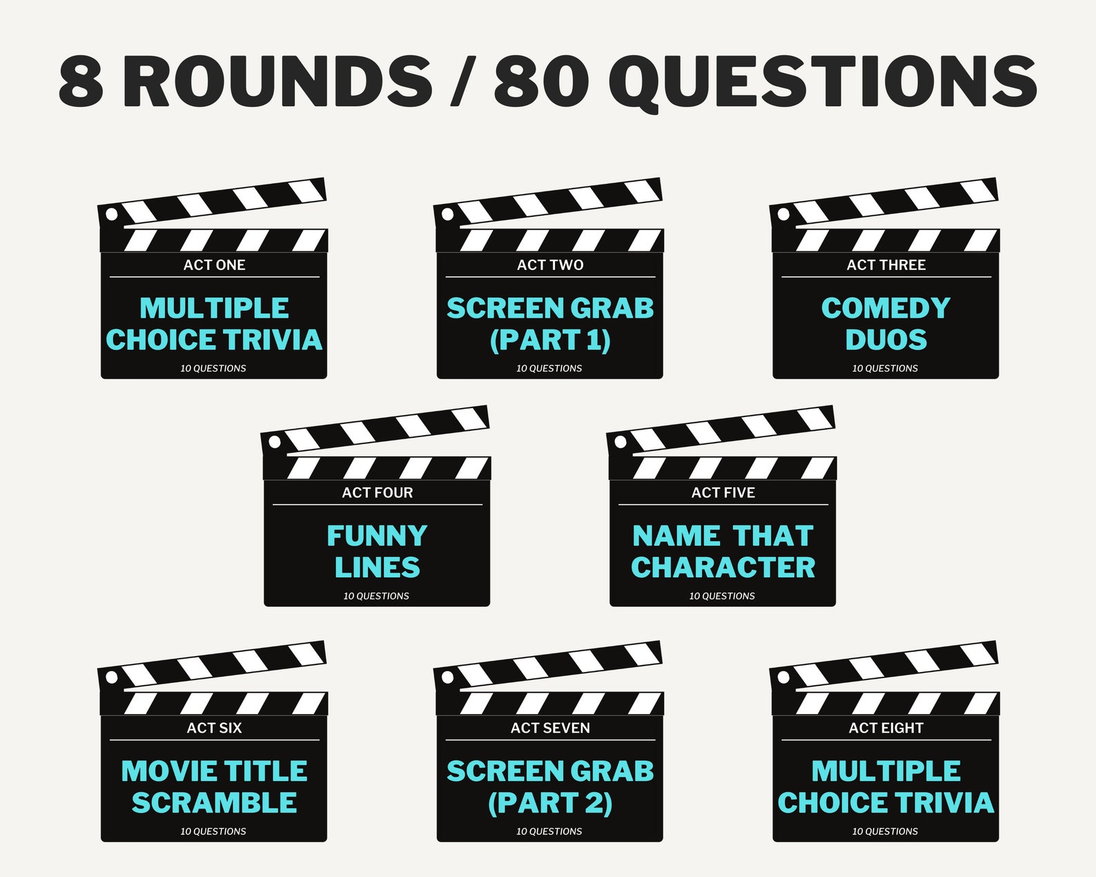 Comedy Movie Trivia Game: 80 Questions, Powerpoint (digital Download ...