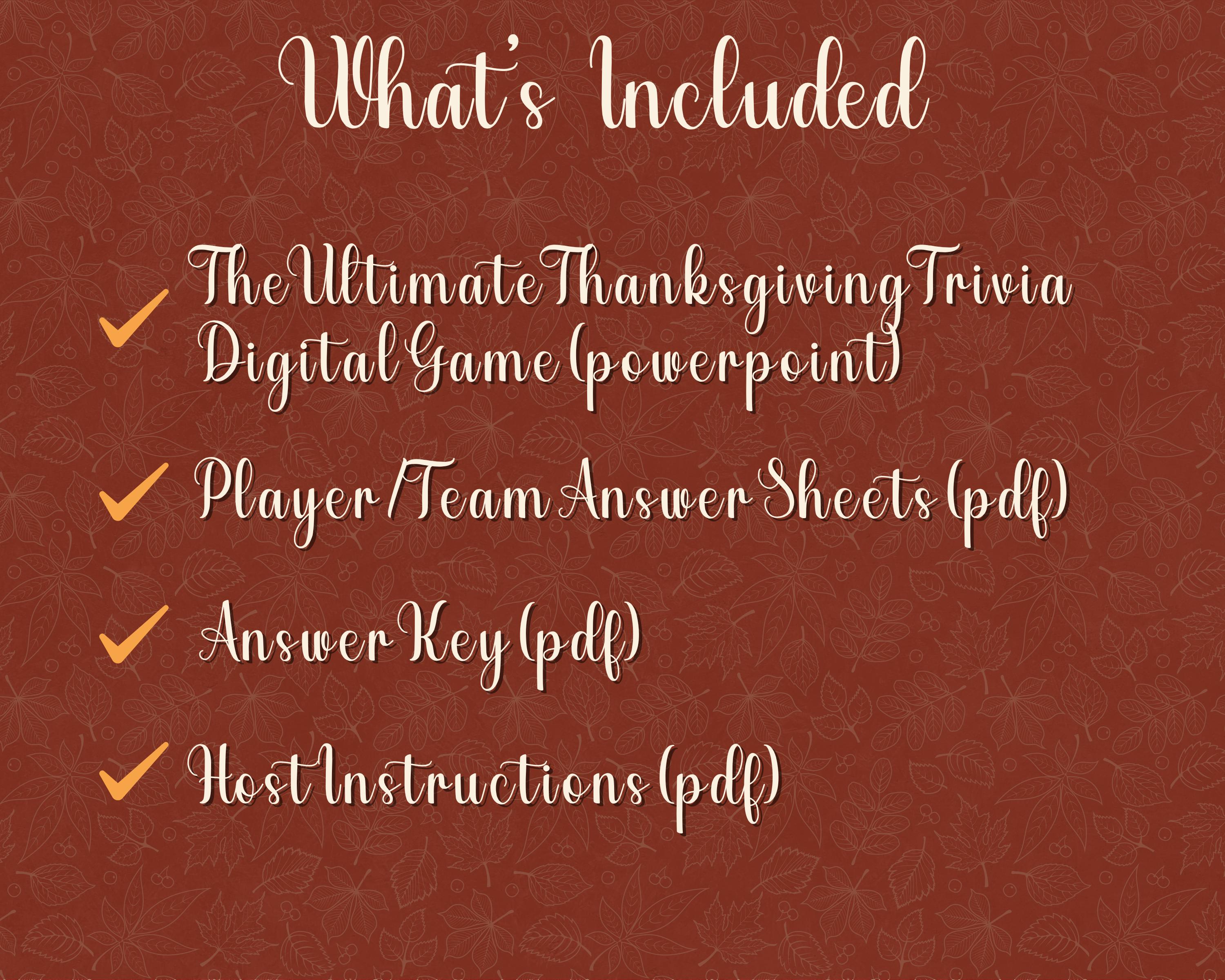 THANKSGIVING TRIVIA Digital Party Game | 5 Rounds & 50 Questions ...
