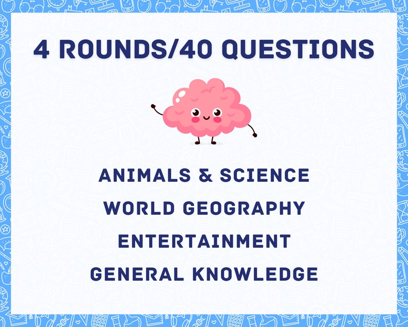 Kidz Quiz Printable Trivia Game: Animals, Science, Geography (PDF Files ...