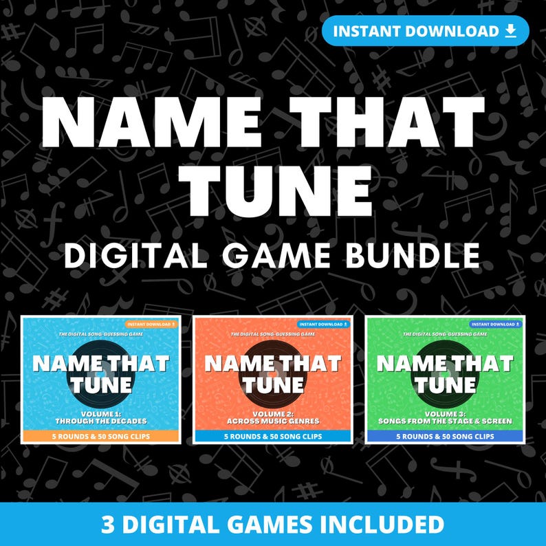 NAME THAT TUNE Digital Party Game Bundle | 3 Games Included & 150 Song ...