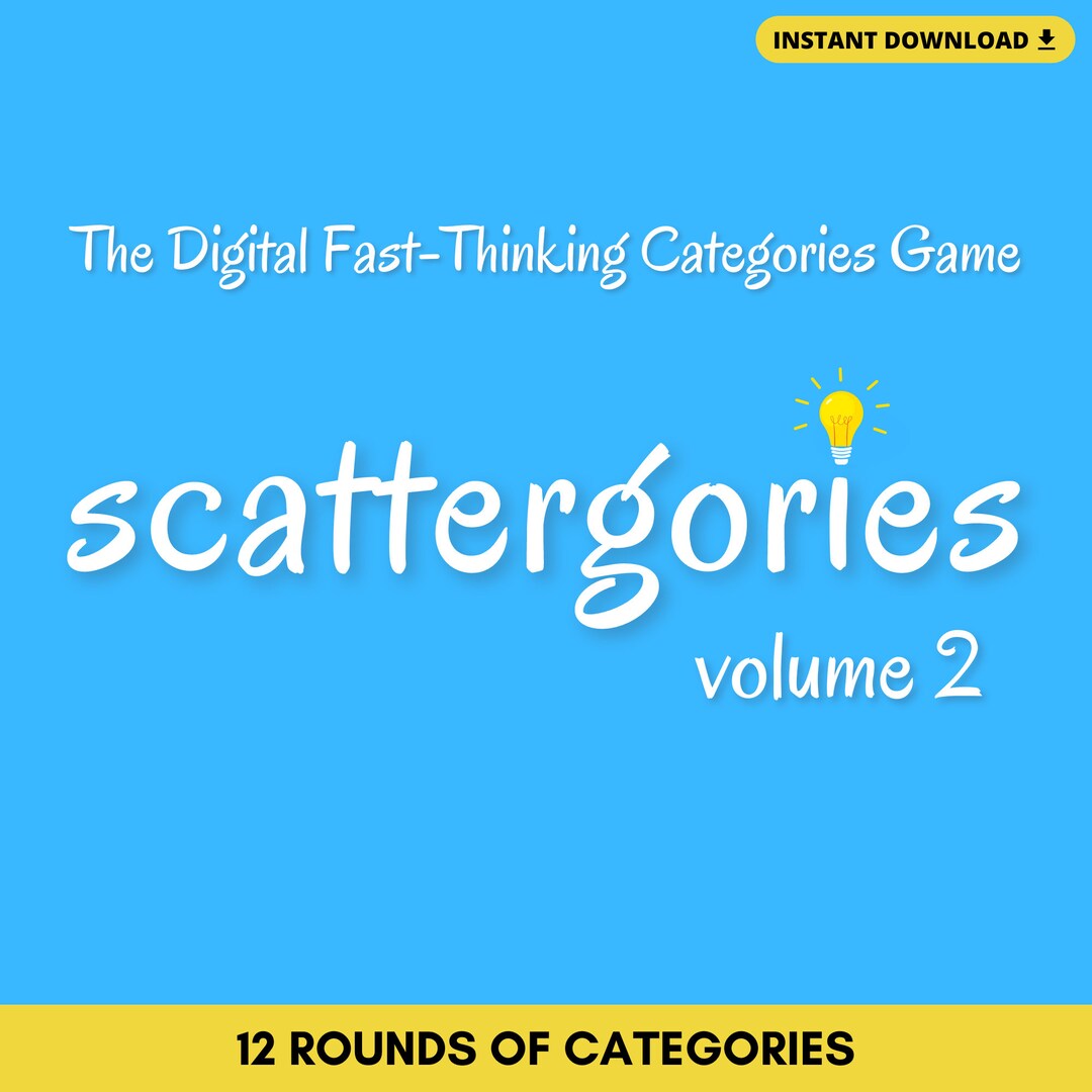 SCATTERGORIES Digital Game Volume 2 12 Rounds of Categories Play in ...