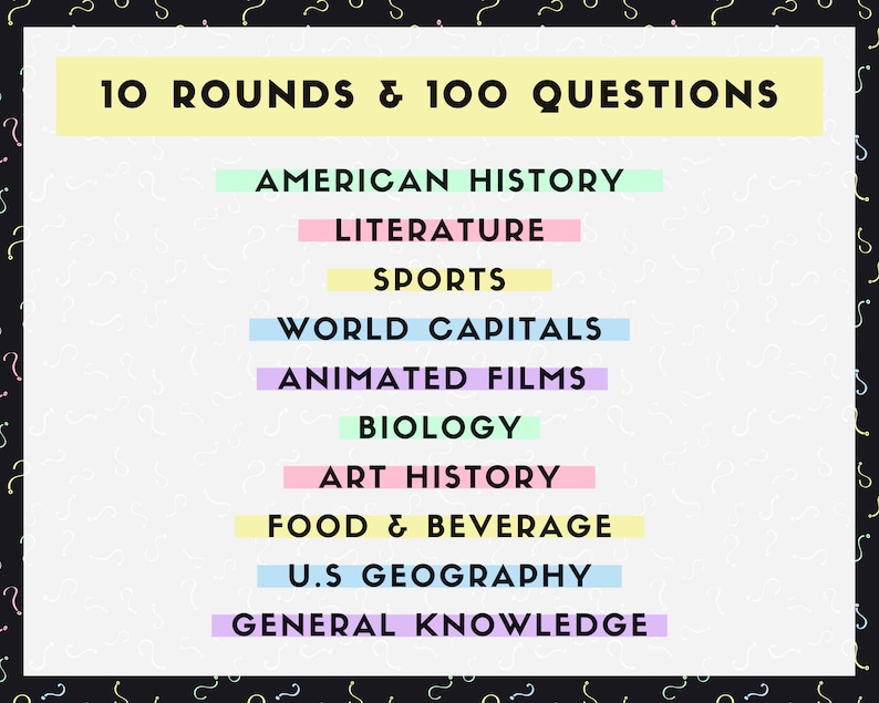 Pub Trivia Game: Volume 3, 100 Questions (PDF Files) - Etsy