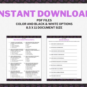 ROMCOM MOVIE TRIVIA Printable Game | 6 Rounds & 60 Questions to Test ...