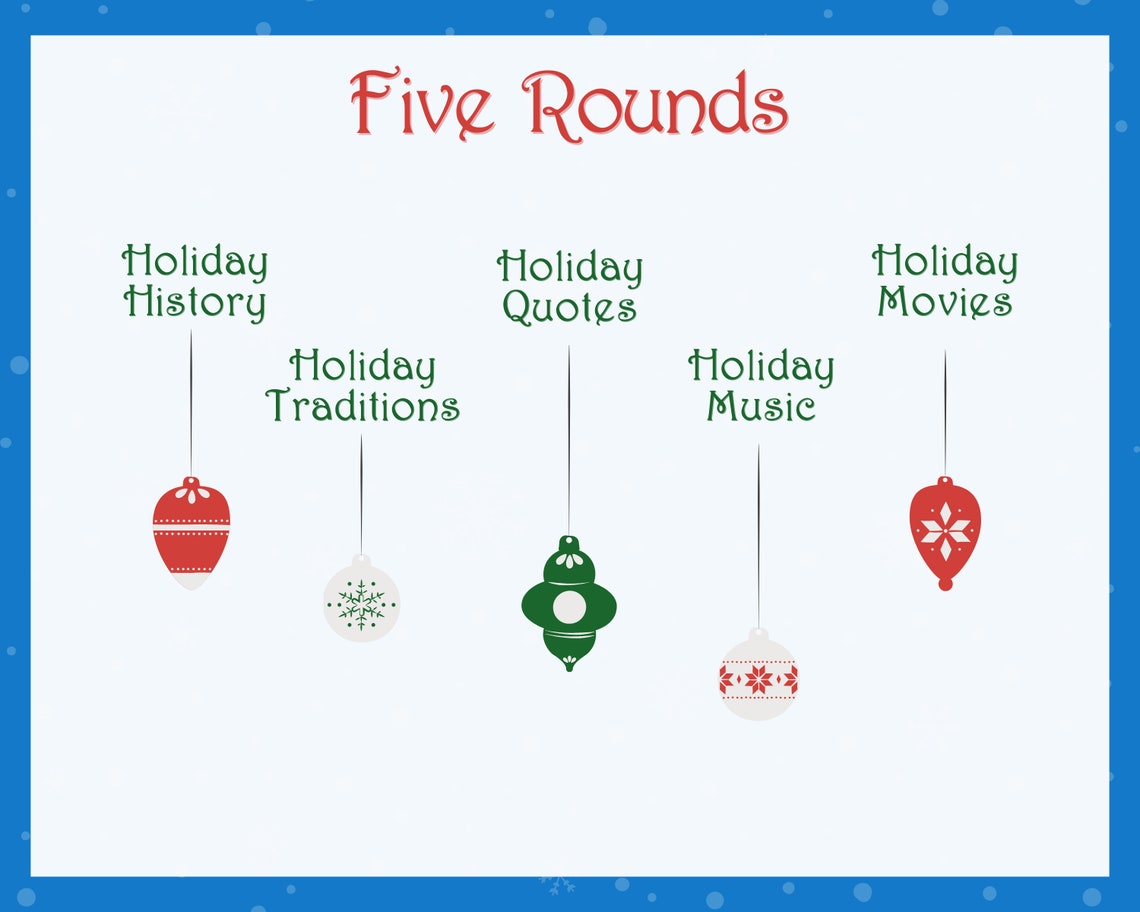 HOLIDAY TRIVIA Printable Game | Instant Download | 5 Rounds & 50 ...