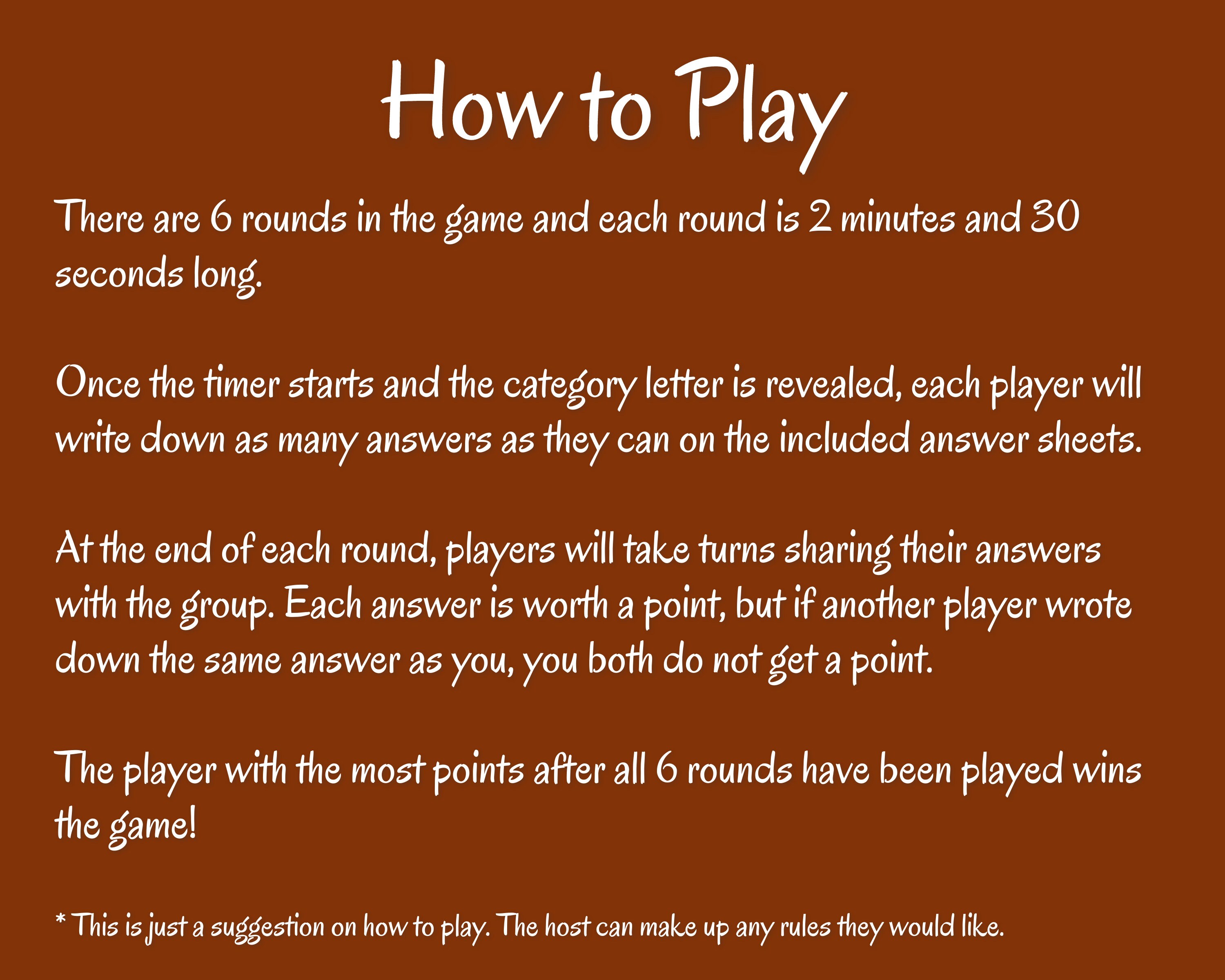 THANKSGIVING SCATTERGORIES Digital Game 6 Rounds of Categories Play in ...