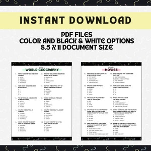 PUB TRIVIA Printable Game Volume 1 10 Rounds & 100 Questions Perfect ...