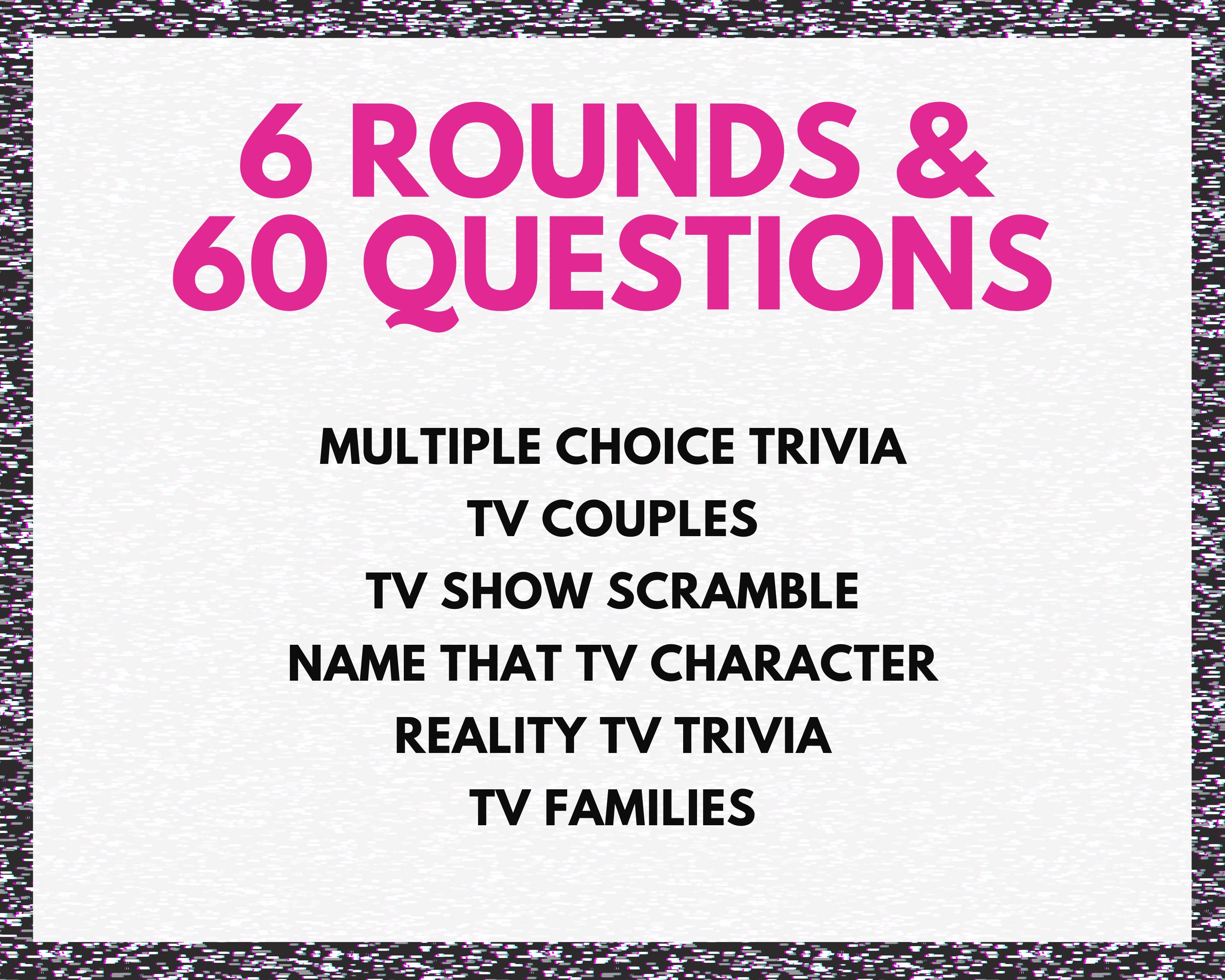 TV TRIVIA Printable Game 6 Rounds & 60 Questions to Test Your ...