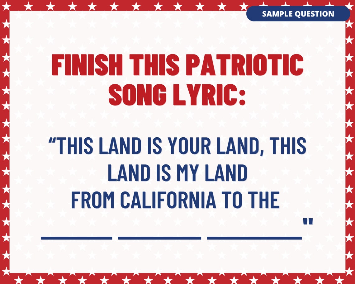 PATRIOTIC TRIVIA Printable Game 4 Rounds & 40 Questions Labor Day Games ...
