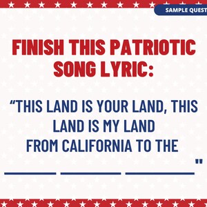 PATRIOTIC TRIVIA Printable Game | 4 Rounds & 40 Questions | Labor Day ...
