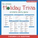 HOLIDAY TRIVIA Printable Game Instant Download 5 Rounds & 50 Questions ...
