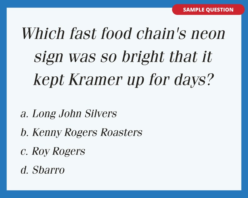 SEINFELD TRIVIA Printable Game | 5 Rounds & 50 Questions | Instant ...