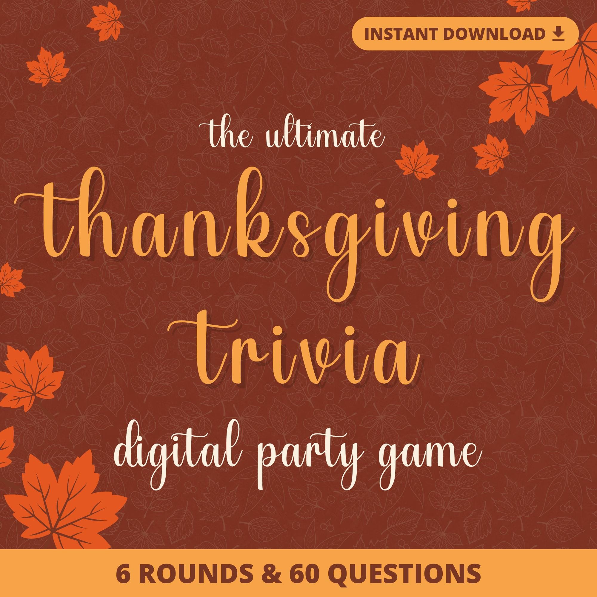 THANKSGIVING TRIVIA Digital Party Game | 5 Rounds & 50 Questions ...