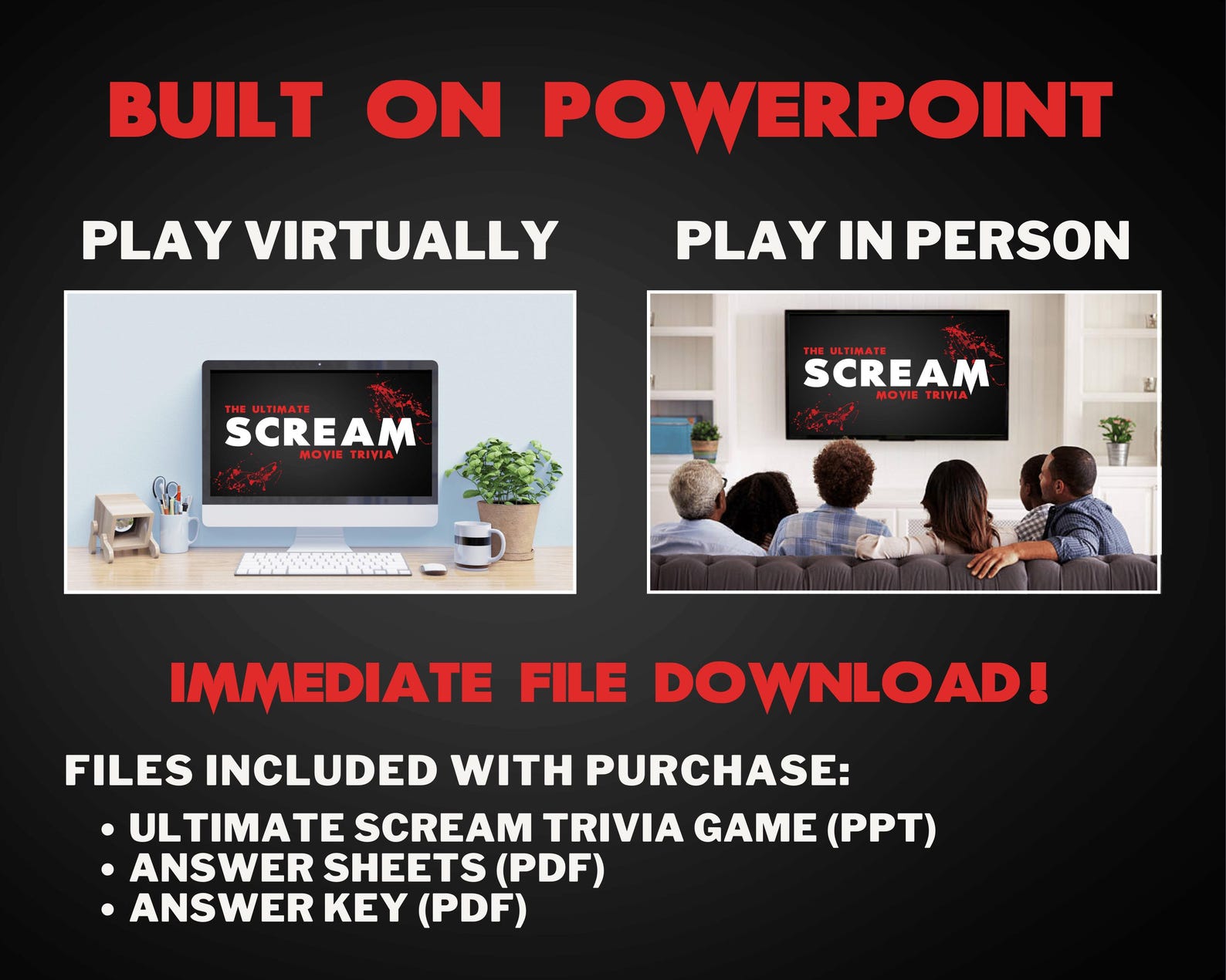 SCREAM MOVIE TRIVIA Digital Game | 6 Rounds & 105 Questions | Test ...