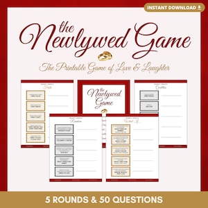 The NEWLYWED PRINTABLE GAME | 50 Questions to Test Your Knowledge on ...