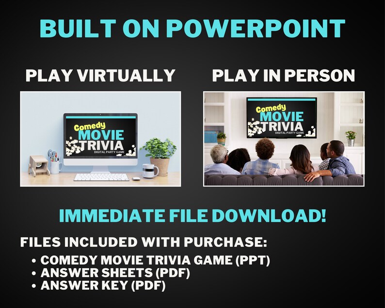 Comedy Movie Trivia Game: 80 Questions, Powerpoint (digital Download ...