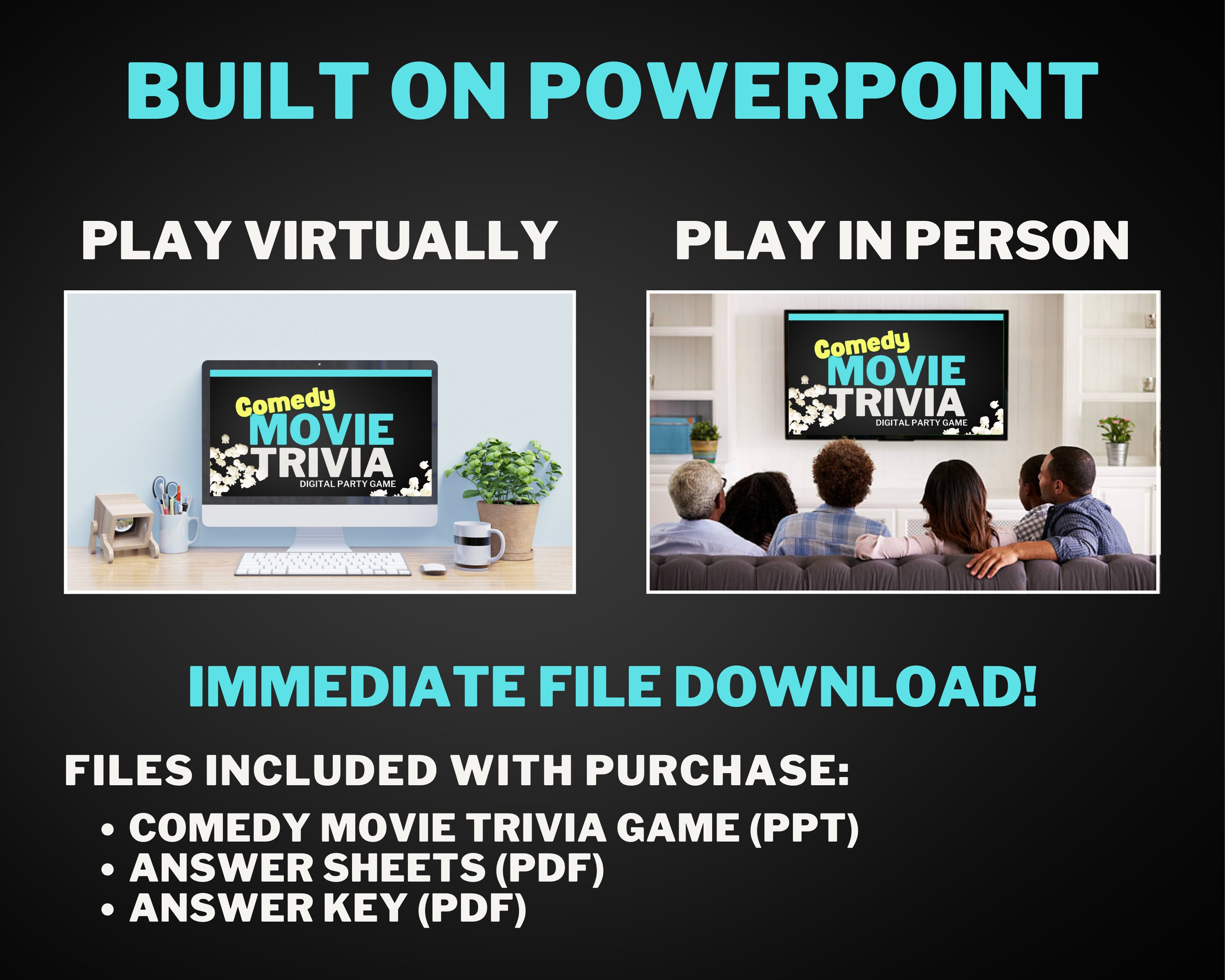 Comedy Movie Trivia Game: 80 Questions, Powerpoint (digital Download ...
