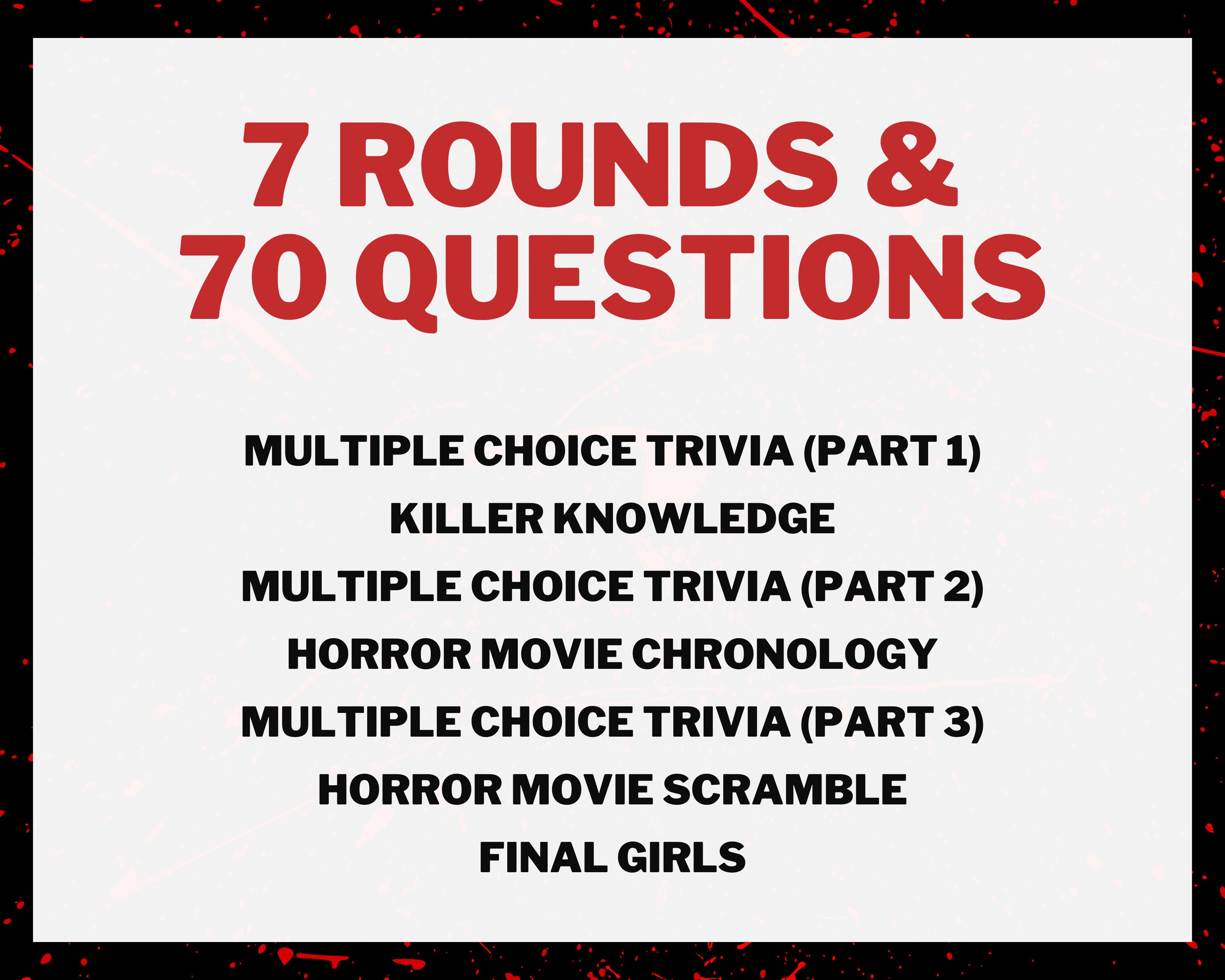 HORROR MOVIE TRIVIA Printable Game | 7 Rounds & 70 Questions to Test ...