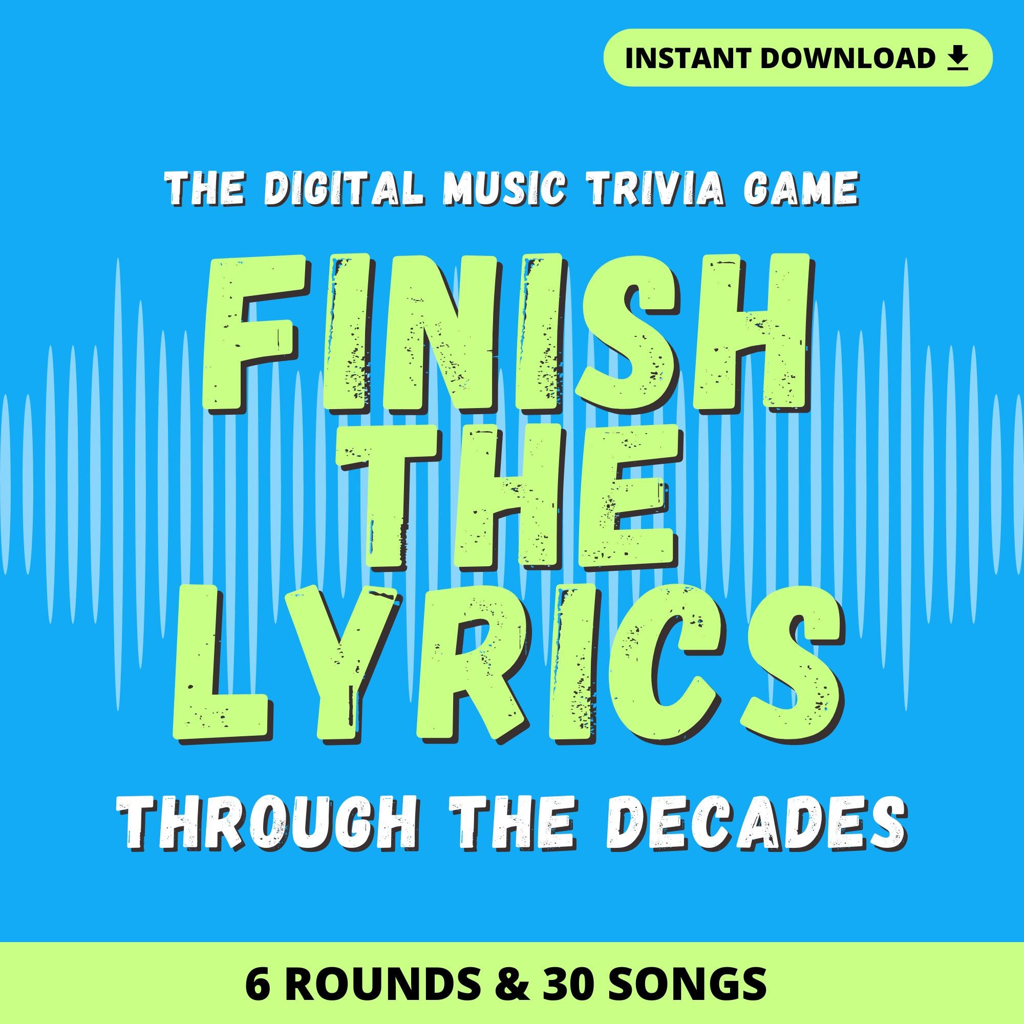 FINISH THE LYRICS Digital Party Game | 6 Rounds & 30 Songs | Music Game ...