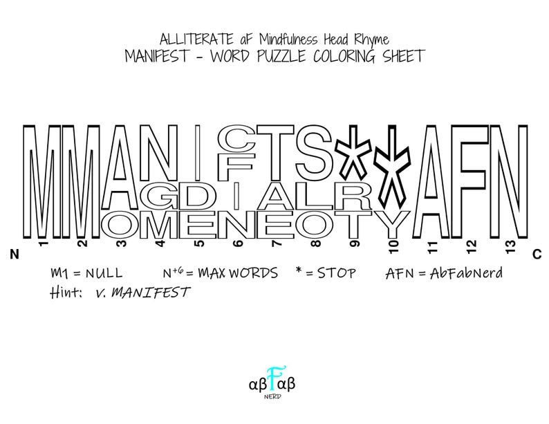 Manifest WORD PUZZLE Coloring Sheet Daily Affirmation Digital Download ...