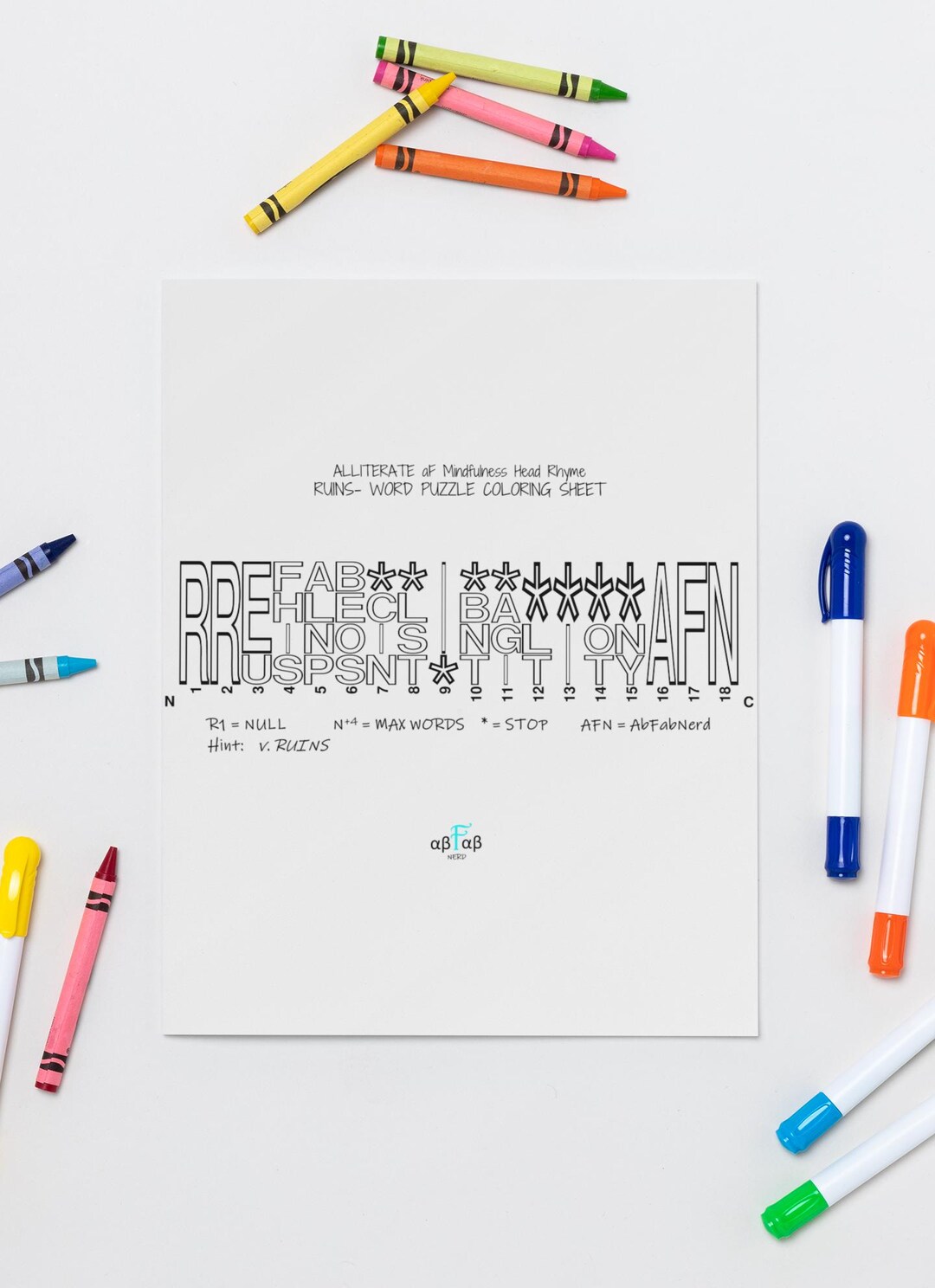 Ruins WORD PUZZLE Coloring Sheet Daily Affirmation Digital Download ...