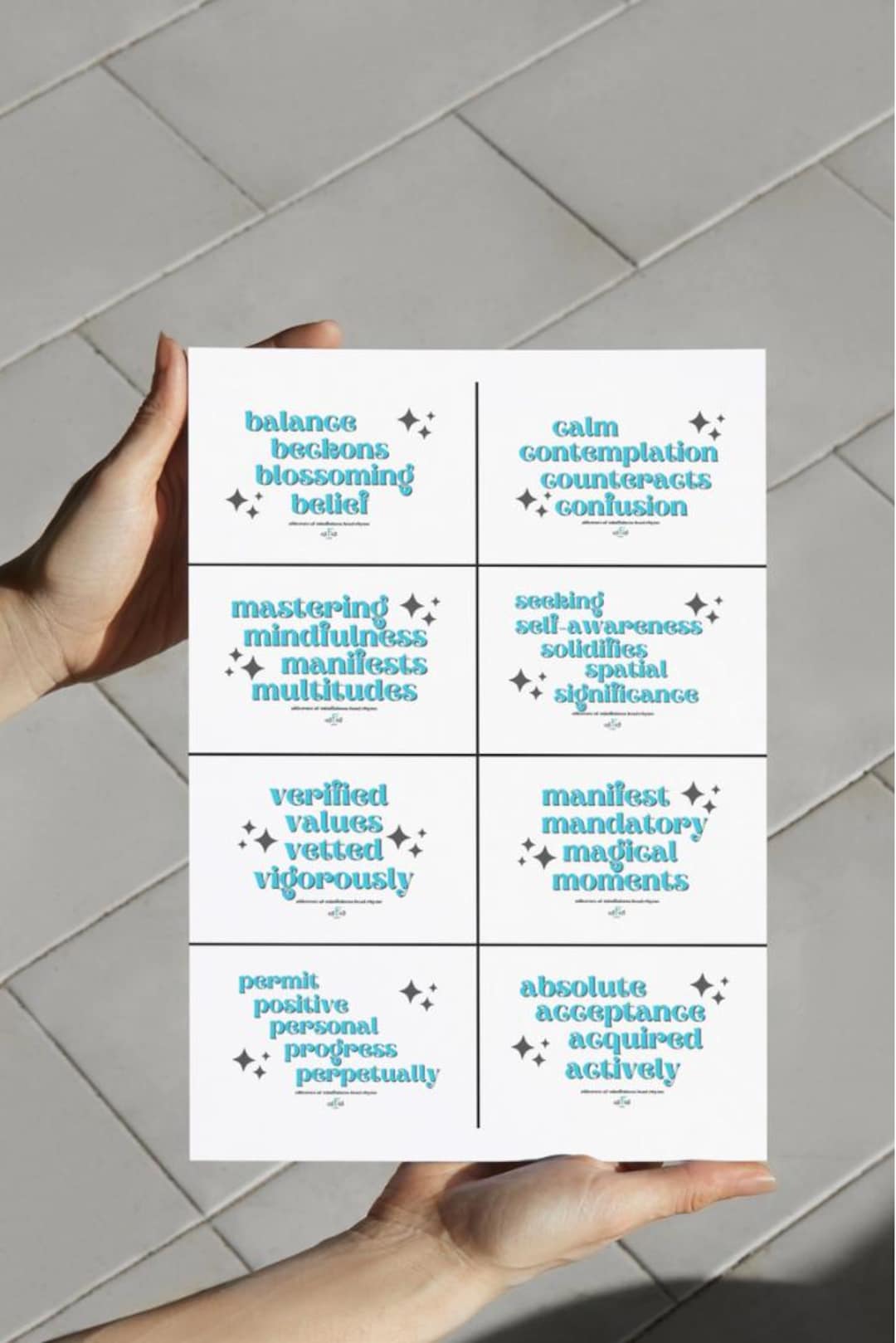 MINDFULNESS Set of 8 Daily Affirmation Digital Download V1 Motivational ...