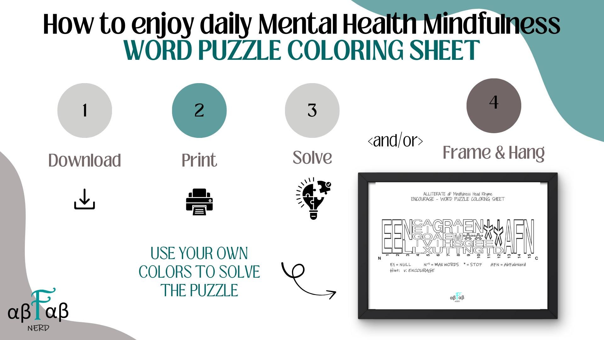Encourage WORD PUZZLE Coloring Sheet Daily Affirmation Digital Download ...