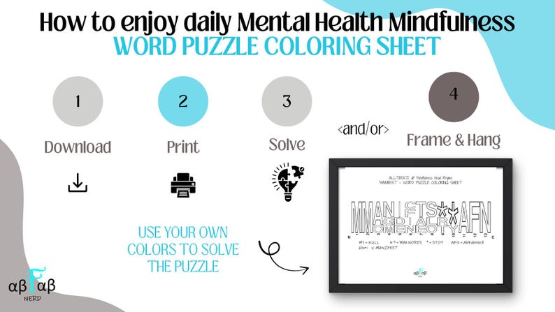 Manifest WORD PUZZLE Coloring Sheet Daily Affirmation Digital Download ...