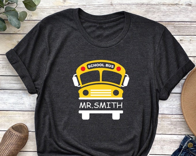 Custom School Bus Shirt, Personalization Transportation Shirt, First ...