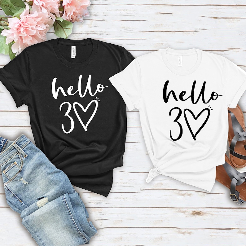 Hello 30 Heart Shirt, 30th Birthday Tee - Etsy