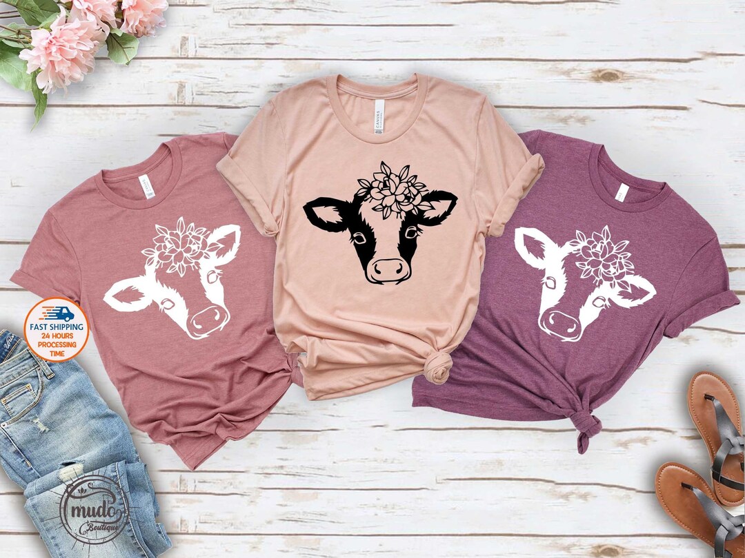 Cow Shirt, Cute Cow Tshirt, Farm T-shirt, Farm Girl Tee, Cow Gifts for ...