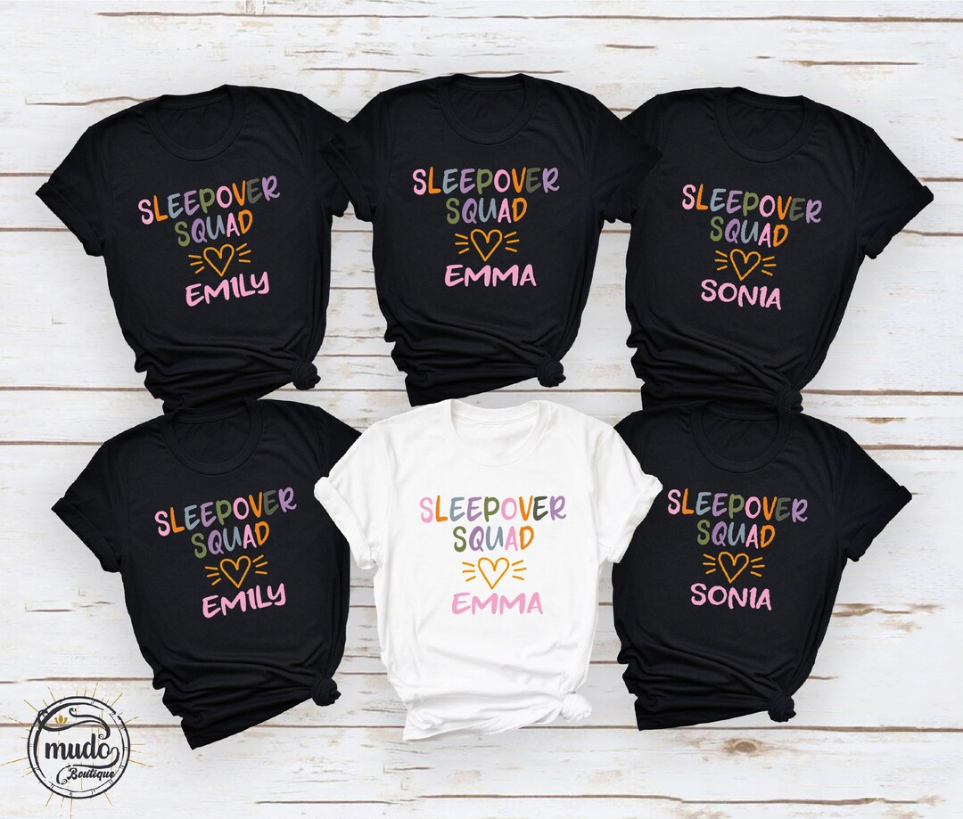 Personalized Sleepover Squad Shirts: Custom Slumber Party Tees - Etsy
