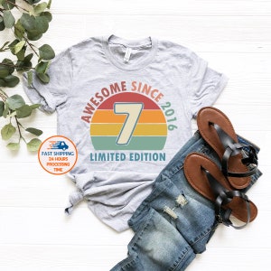 7th Birthday T-shirt, Awesome Since 2016 Tee - Etsy