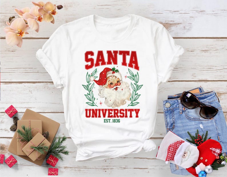 Santa University T-shirt, Trendy Santa University Shirt, Santa Claus ...