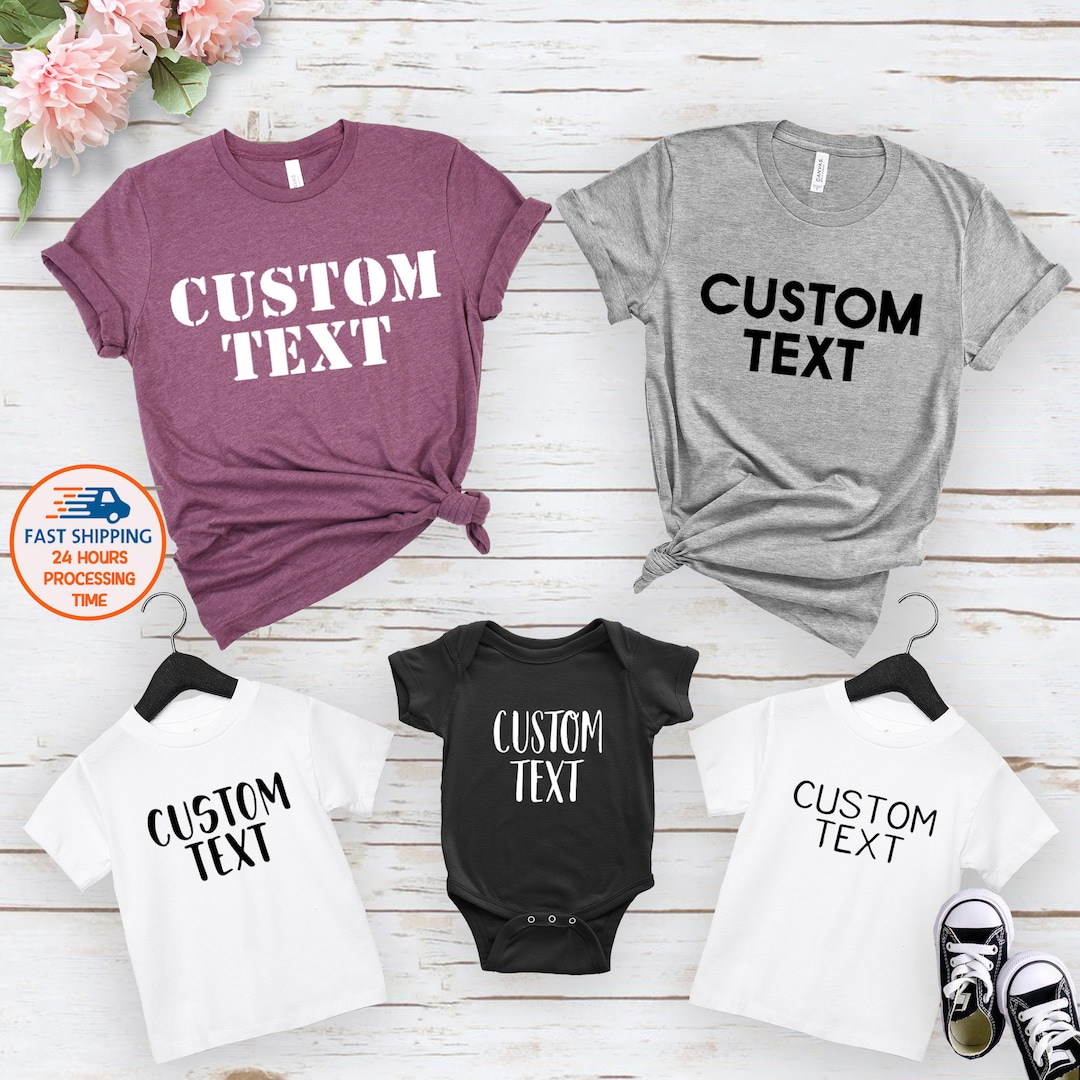 Custom Family T-shirts and Baby Bodysuit: Personalized Matching Unisex ...