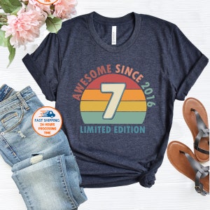 7th Birthday T-shirt, Awesome Since 2016 Tee - Etsy