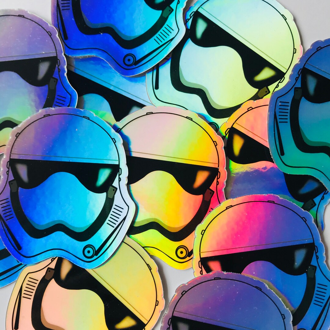 Holographic Stormtrooper Helmet Sticker Star Wars Sticker Water Bottle ...