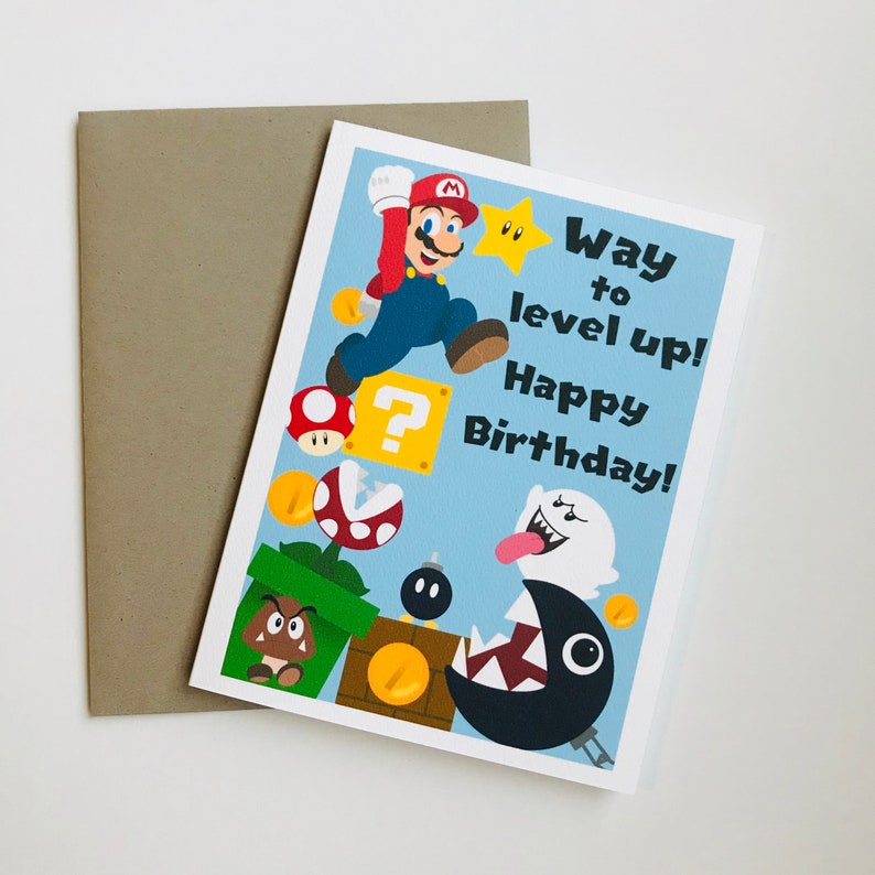 Super Mario Card Personalized Card - Etsy