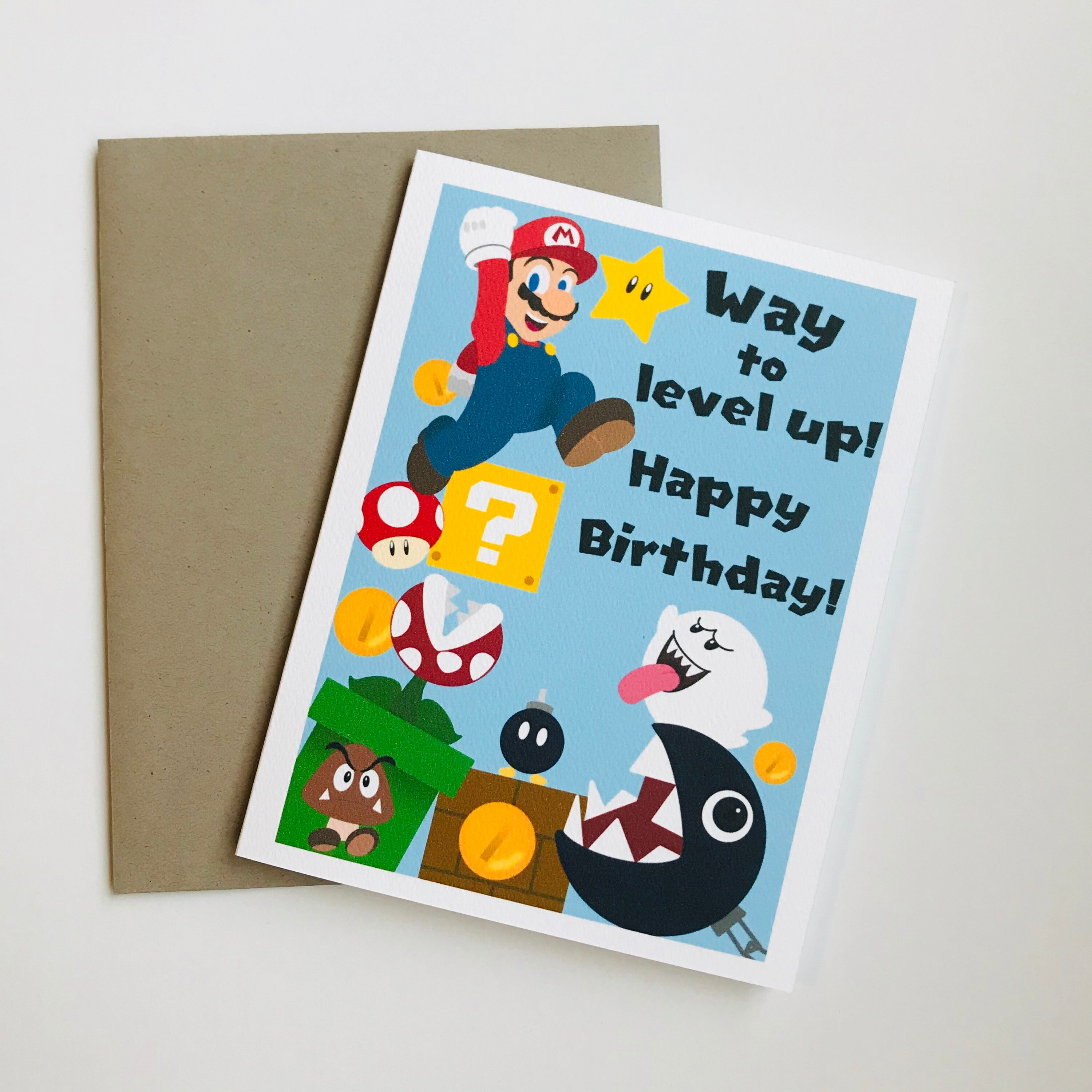 Super Mario Card Personalized Card - Etsy