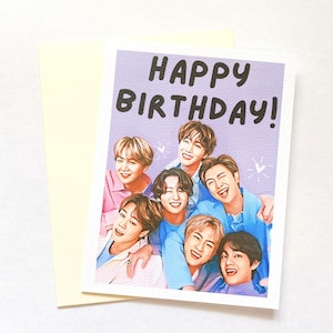 BTS Card | Cute Birthday Card | Personalized Card - Etsy