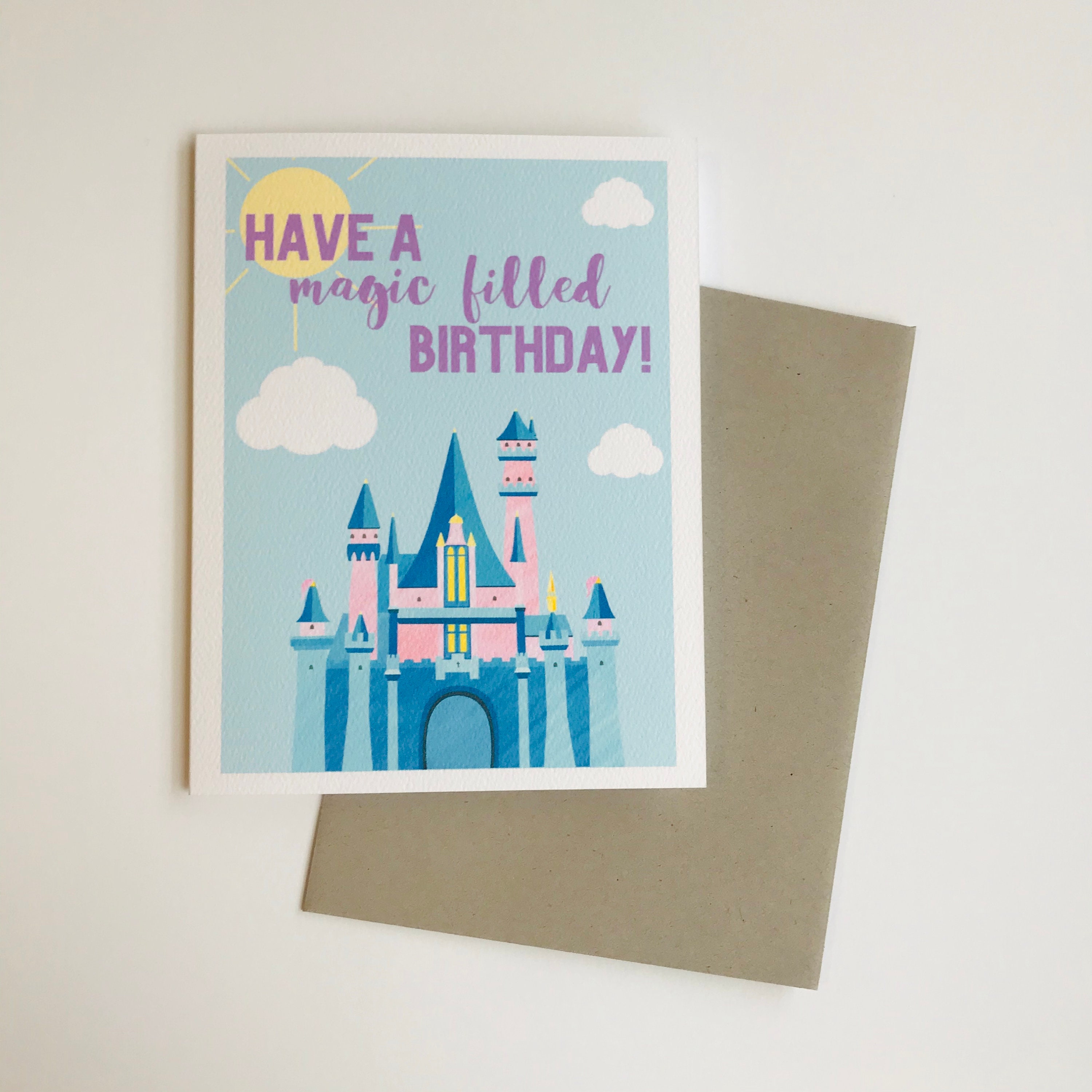 Disney Inspired Birthday Card Castle Card Personalized - Etsy