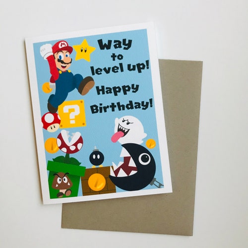 Super Mario Card Personalized Card - Etsy