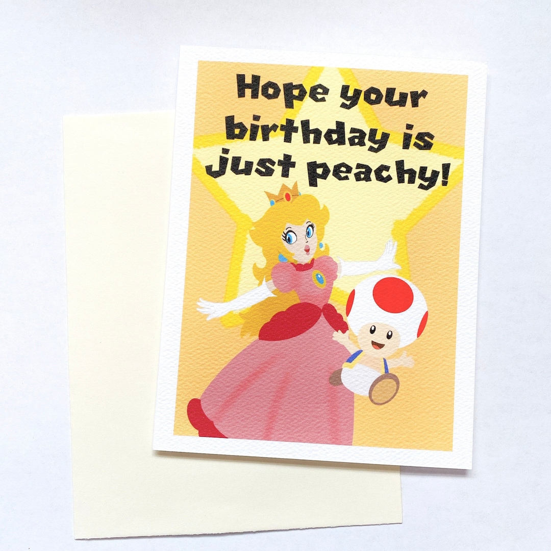 Princess Peach Greeting Card | Personalized Card - Etsy