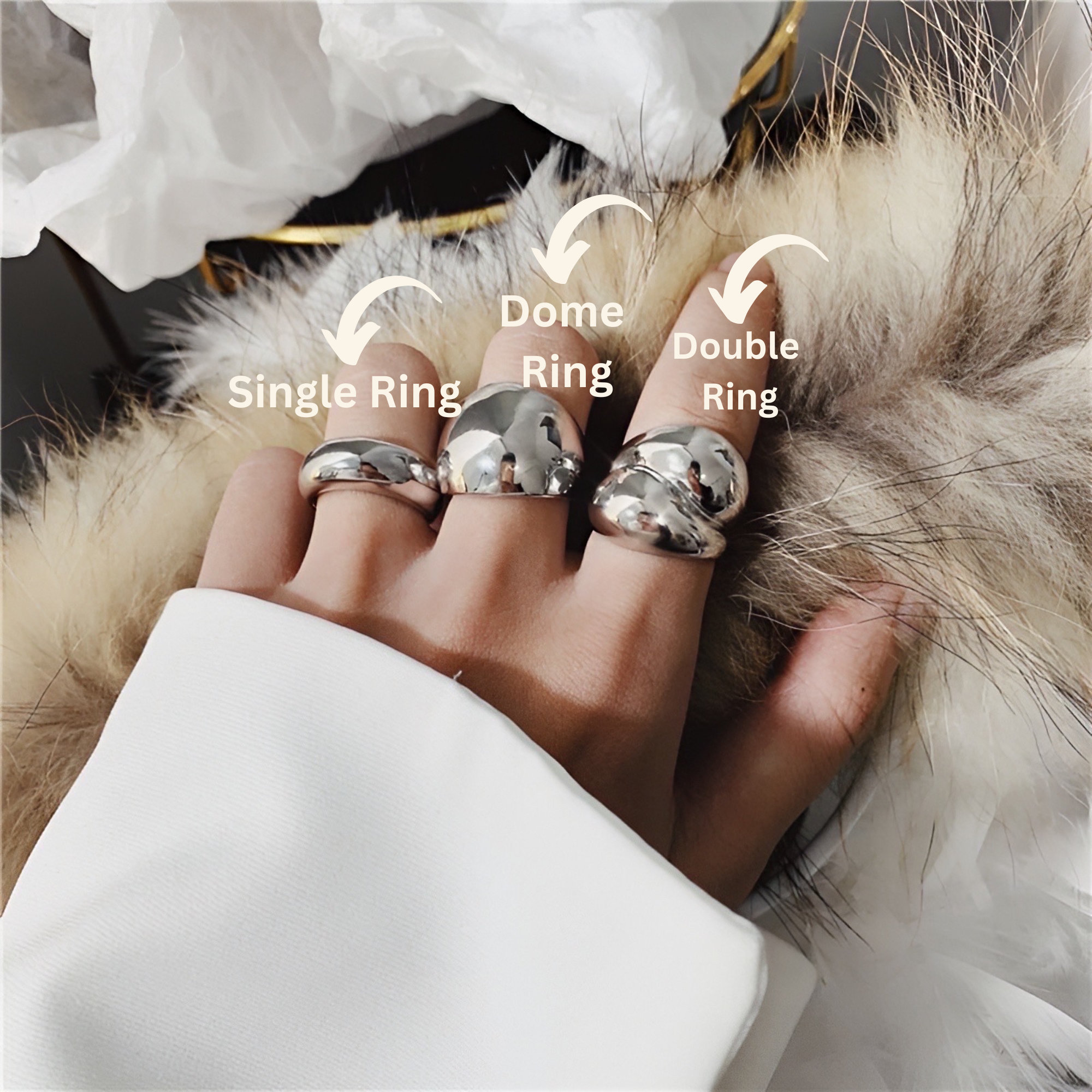 Gold Stackable Ring Set Dome Ring Gold Chunky Ring Gold Filled Ring ...