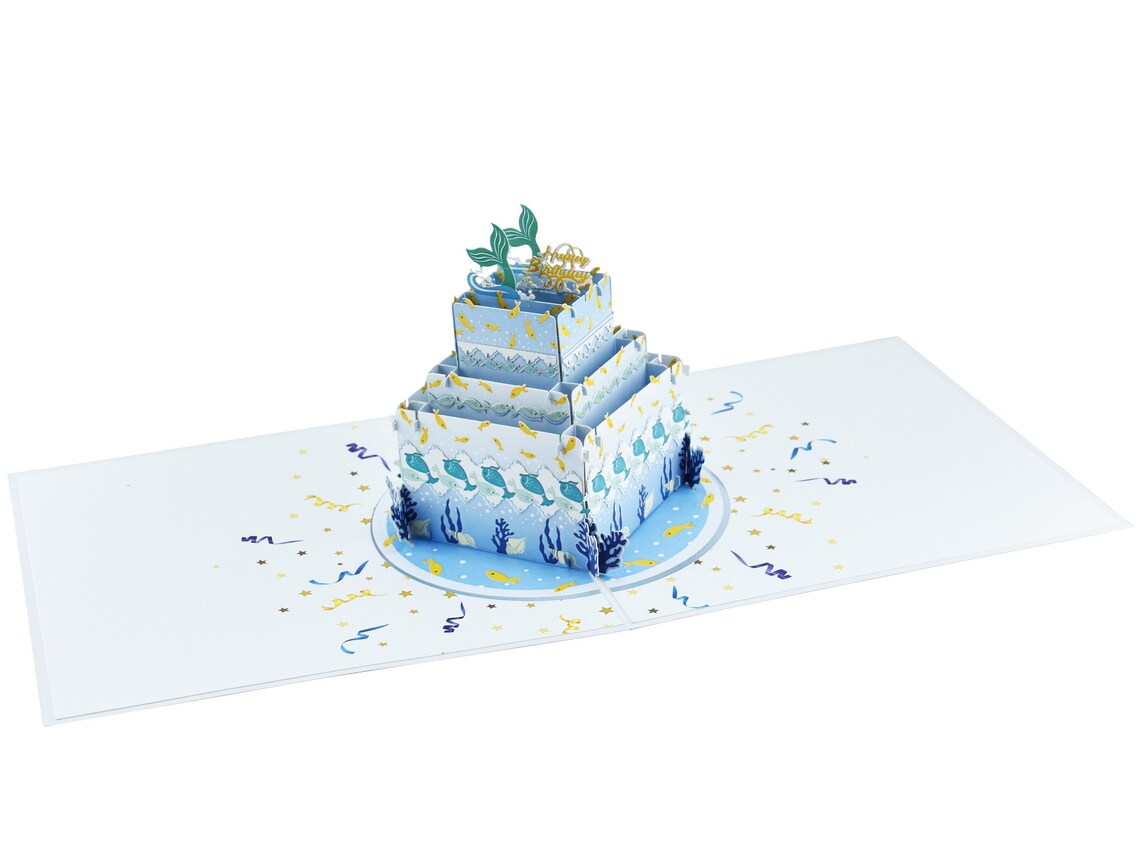 Under the Ocean Theme Cake Pop up Card, Marine Pop up Card, Pop up Card ...