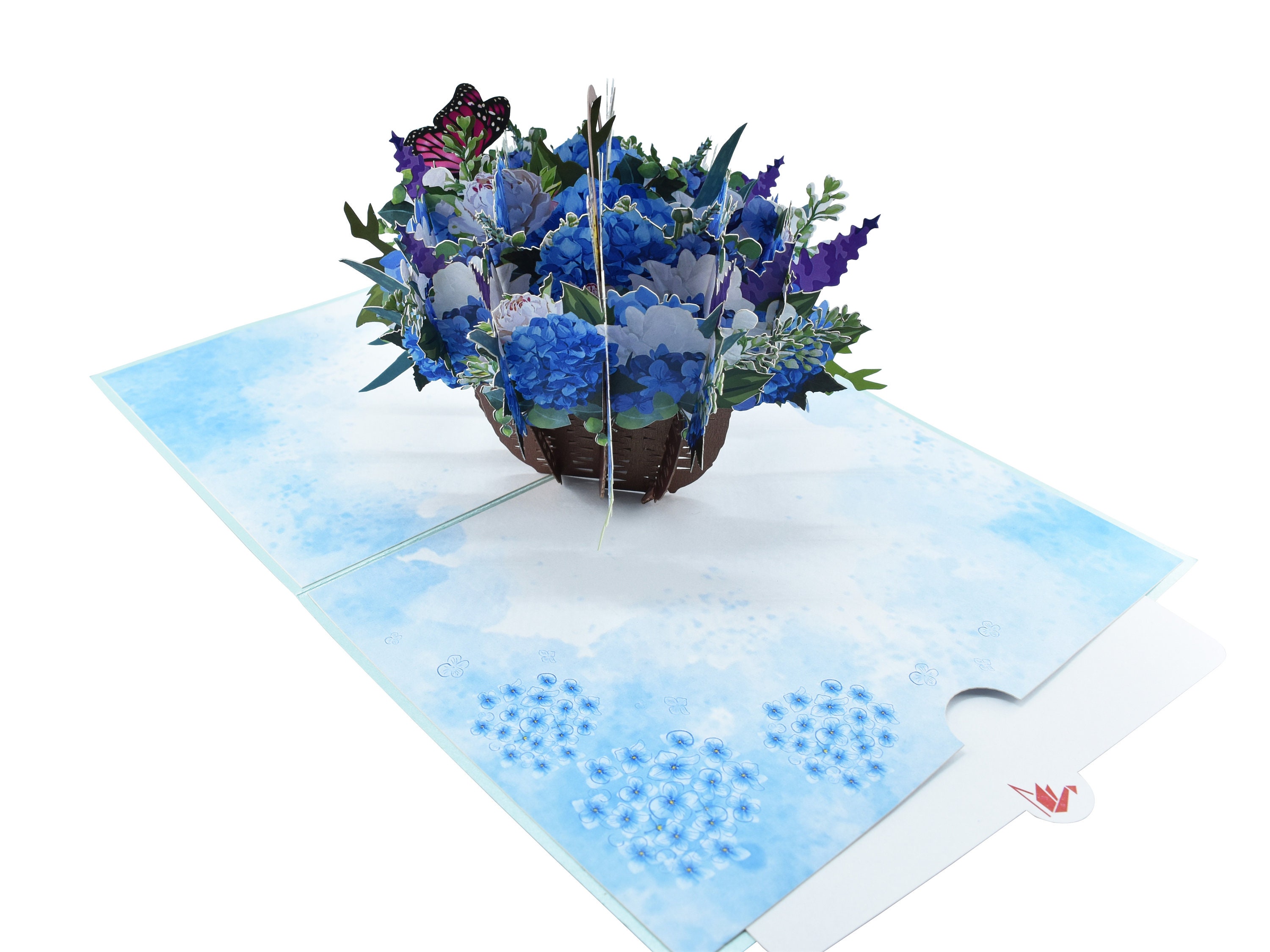 Hydrangea Flower Basket Pop Up Card Mothers Day Card | Etsy