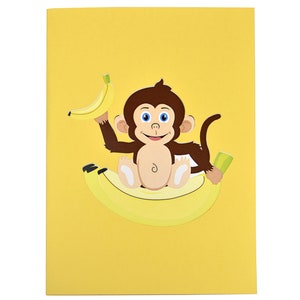 Baby Monkey Pop up Card for Kids Animal Lovers, 3D Birthday Cards - Etsy
