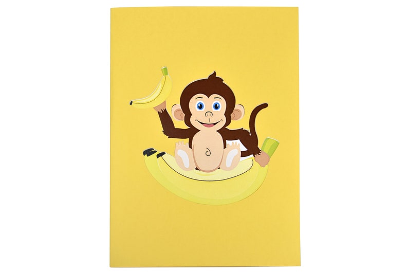 Baby Monkey Pop up Card for Kids Animal Lovers 3D Birthday - Etsy