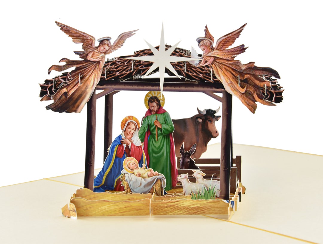 Nativity Scene 3D Christmas Pop up Greeting Card - Etsy