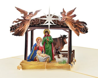 Handmade Nativity Scene Pop-up Card | 3D Christmas Holiday Greeting - Etsy